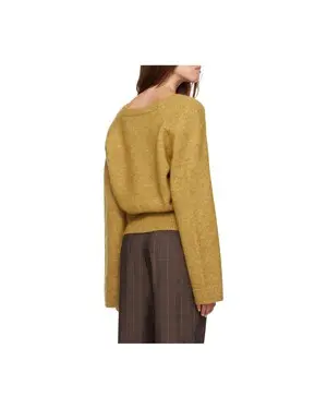 GANNI Mélange Deep V-neck Knitted Sweater