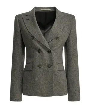 Tagliatore Double-breasted Herringbone Blazer - Grey