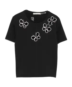 ALICEOLIVIA Alice + Olivia Embellished Butterfly T-shirt