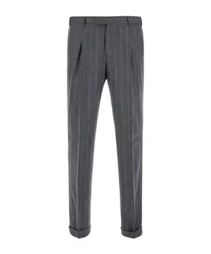 PT TORINO Striped Casual Trousers - Grey