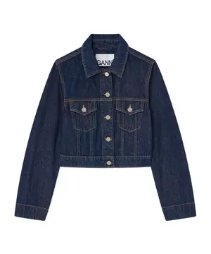 GANNI Cropped Denim Jacket - Rinse