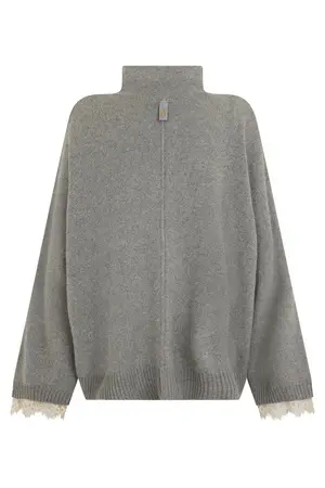 Alberta Ferretti Cashmere Sweater With Lace Cuffs