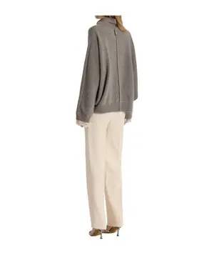 Alberta Ferretti Cashmere Sweater With Lace Cuffs
