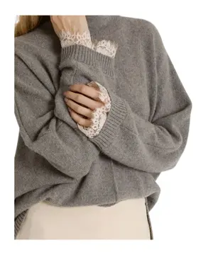 Alberta Ferretti Cashmere Sweater With Lace Cuffs