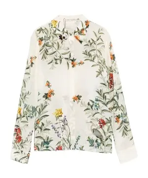 ALICEOLIVIA Alice + Olivia Floral Print Silk-blend Shirt - No