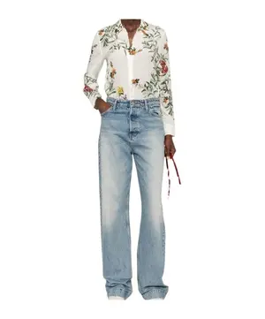 ALICEOLIVIA Alice + Olivia Floral Print Silk-blend Shirt