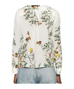 ALICEOLIVIA Floral-print Silk-blend Shirt