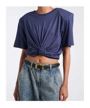 Magda Butrym Cropped Cotton-blend T-shirt - Blue