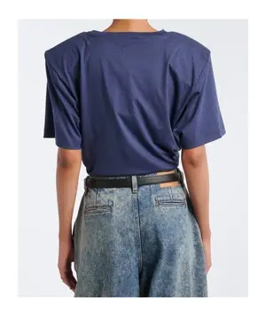 Magda Butrym Cropped Cotton-blend T-shirt - Blue