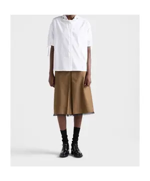 Prada Embellished Collar Short Sleeve Poplin Shirt