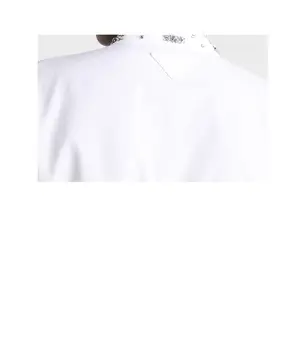 Prada Embellished Collar Short Sleeve Poplin Shirt