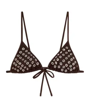 Gimaguas Eyelet-embellished Triangle Bikini Top - Black