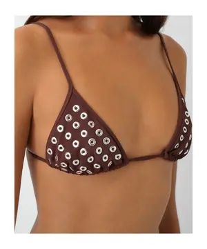 Gimaguas Eyelet-embellished Triangle Bikini Top
