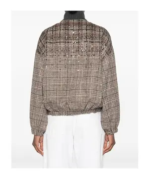 Brunello Cucinelli Sequin Check Bomber Jacket - Beige Tab