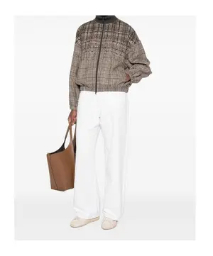 Brunello Cucinelli Sequin Check Bomber Jacket - Beige Tab