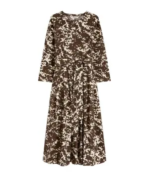 Max Mara Pattern-printed Long-sleeve Dress - Chocolate-colored