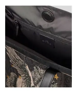 Etro Nylon Tote Bag With Pegaso Print - Black