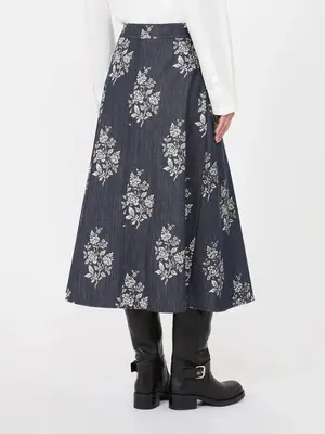Max Mara Pleated Print Midi Skirt