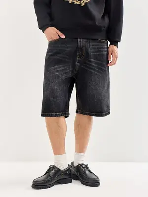 BILLIONAIRE BOYS CLUB Leopard-print Panel Denim Shorts