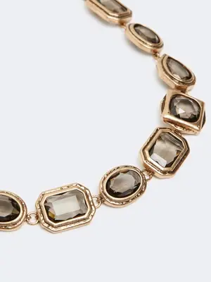Max Mara Choker Necklace With Settings Light Grey