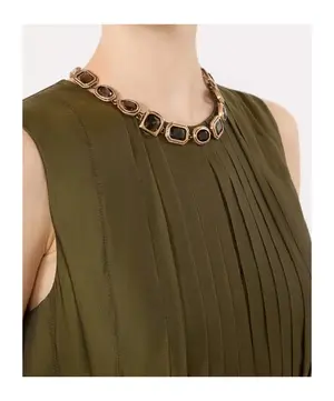 Max Mara Choker Necklace With Settings Light Grey