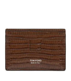 TOM FORD Calfskin Scale-effect Card Holder - Brown