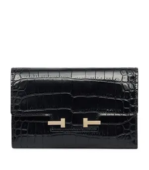 TOM FORD Croc-embossed Leather Wallet - Black