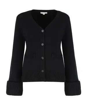 Vince Double-faced Ribbed Cardigan - Black