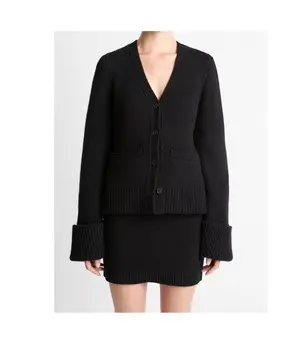 Vince Double-faced Ribbed Cardigan
