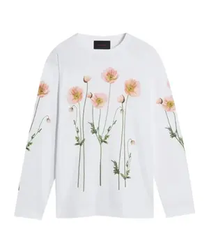 Simone Rocha Poppy Field-print Long-sleeve T-shirt - White
