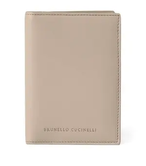 Brunello Cucinelli Leather Logo Wallet - Grey