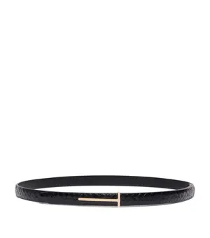 TOM FORD Leather Python-print T Icon Belt