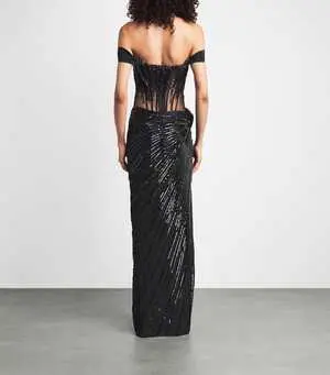 GAURAV GUPTA Off-the-shoulder Gown With Crystal Embroidery And Sculptural Drape