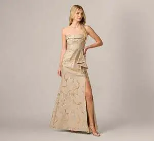 Adrianna Papell Strapless Metallic Jacquard Gown