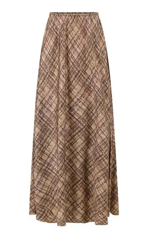 INTO THE EAST Plaid Ombre Silk Maxi Skirt - Stripe