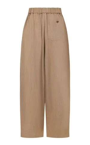 INTO THE EAST Woven Linen Curved Pants