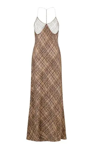 INTO THE EAST Plaid Ombre Silk Maxi Slip Dress