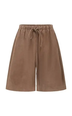 INTO THE EAST Leather Shorts - Brown
