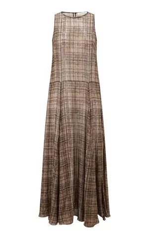 INTO THE EAST Plaid Ombre Full Flare Maxi Dress - Stripe