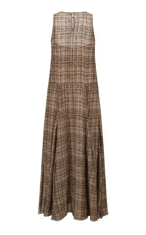 INTO THE EAST Plaid Ombre Full Flare Maxi Dress