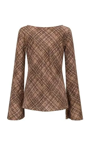 INTO THE EAST Plaid Ombre Silk Top