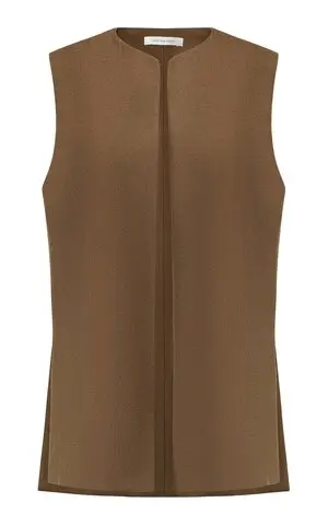 INTO THE EAST Minimalist Cashmere Vest - Brown