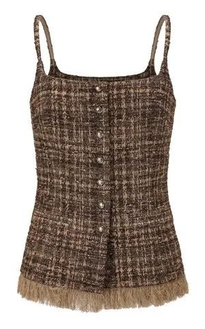 INTO THE EAST Plaid Tweed Slip Vest - Stripe
