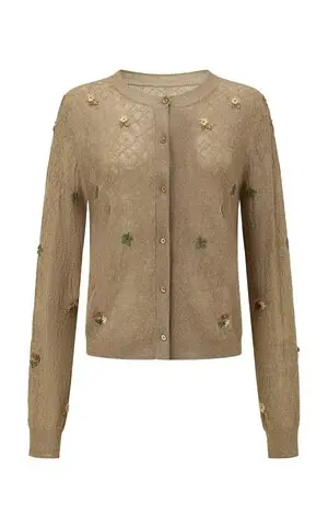 INTO THE EAST Embroidered Knit Top - Brown