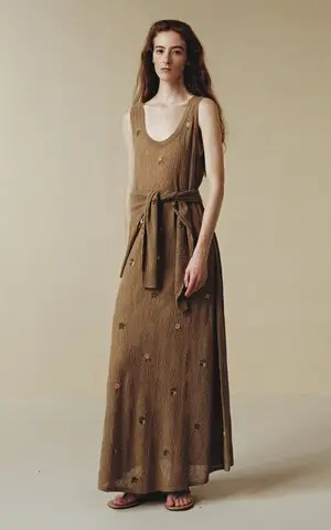 INTO THE EAST Embroidered Knit Top - Brown