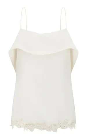 INTO THE EAST Heavy Silk Lace Paneled Camisole Top