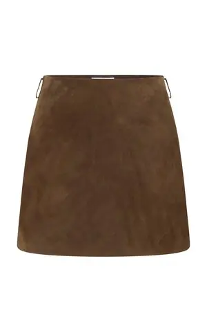 INTO THE EAST Leather Mini Skirt - Brown