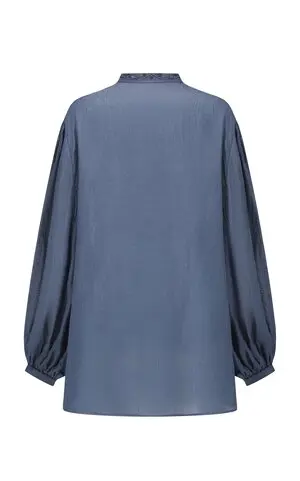 INTO THE EAST Beaded Embroidered Ruffle Edge Top
