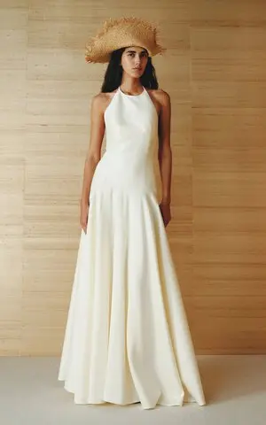 INTO THE EAST Wool-silk Maxi Halter Dress