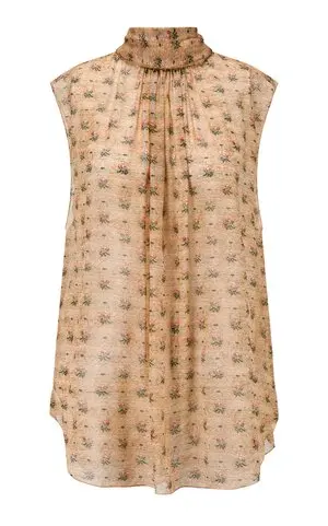 INTO THE EAST Rose Turtleneck Ribbon Silk-blend Vest - Floral